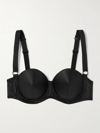 Dolce & Gabbana Soutien-gorge En Satin De Soie Mélangée À Bonnets Coniques - Noir