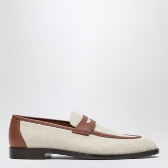 Loro Piana Sergio-Loafer aus naturfarbenem Canvas und Leder