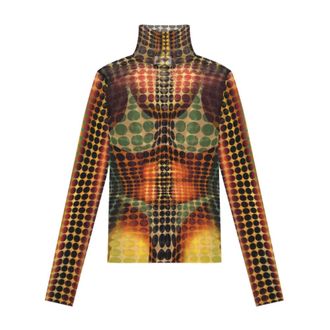 Jean Paul Gaultier Homme, Tops, Multicolore, Taille: XS Haut &agrave; Manches Longues et Col Montant Re-Edition