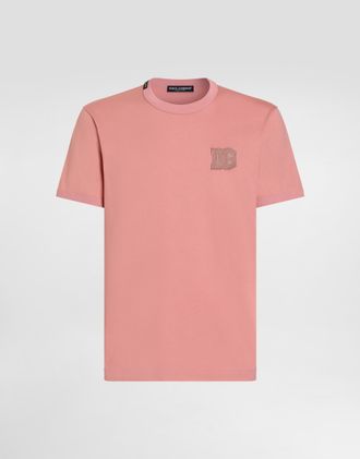Dolce & Gabbana Cotton T-shirt With Patch - Mann T-shirts Und Polos Pink 52