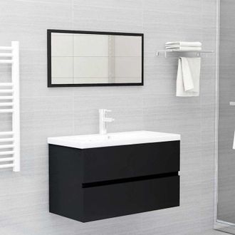 vidaXL Vidaxl - Ensemble de meubles de salle de bain 2 pcs Noir Agglom&eacute;r&eacute;
