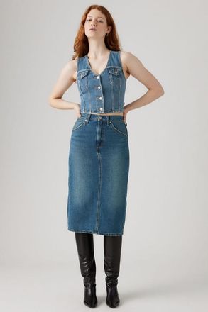 Levi's Jupe Taille Haute Fente Arrière - Femme - Bleu / Review Time - 23