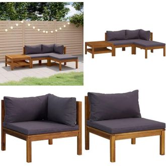 vidaXL 4-tlg. Garten-Lounge-Set mit Auflage Massivholz Akazie - Gartensortiment - Loungem&ouml;bel - Outdoor M&ouml;bel - Gartenm&ouml;bel Set - Holz Lounge Set - Home &