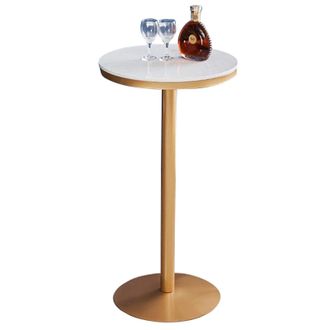 Generic Runder Cocktailtisch (55 cm Durchmesser), hohe Bistro-Tischplatte mit goldfarbenem Metallgestell, Stehtisch f&uuml;r K&uuml;che, Esszimmer und Wohnzimmer