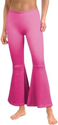 Generic Legging de sport pour femme - Couleur unie - Taille haute - Coupe ajustée - Style décontracté - Pour lentraînement et la vie quotidienne, rose vif, S