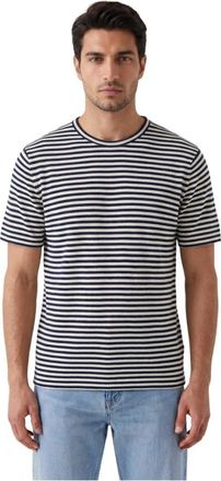 Saint Barth Homme, Tops, Multicolore, Taille: XL T-shirt ray&eacute; en lin et coton
