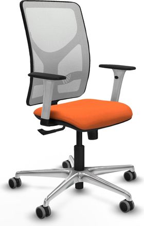 Piqueras y Crespo Ergonomischer Stuhl mit schwarzen und wei&szlig;en Armlehnen, h&ouml;henverstellbare Lendenwirbelst&uuml;tze, 3 Positionen, Wei&szlig; / Orange