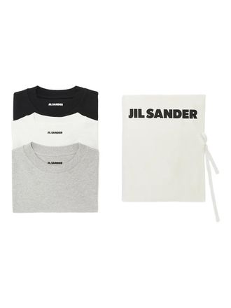 Jil Sander lot de trois t-shirts à patch logo - Gris