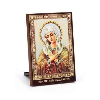 NKlaus Gottesmutter R&uuml;hrung - Holz Ikone 6x8cm Heiligenbild christlich - Ikonografie 1078