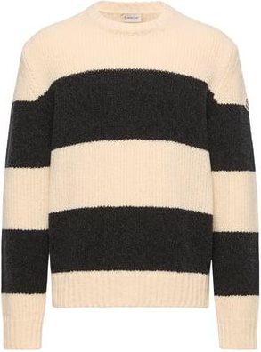 Moncler Pull ray&eacute; en laine vierge m&eacute;lang&eacute;e