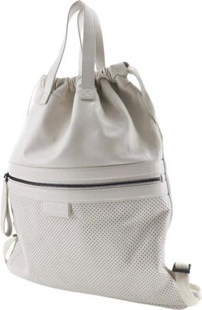 Bottega Veneta unisex, Pre-owned, Beige, Taille: ONE Size Sac &agrave; dos Pre-owned &agrave; cordon de serrage en cuir perfor&eacute;