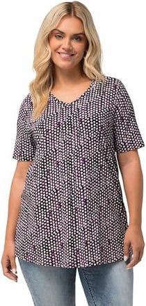 Ulla Popken T-Shirt à Plis pour Femme avec Impression Minimale, Lilas, 58-60