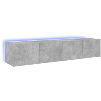 vidaXL Meubles tv muraux et lumi&egrave;res led 2pcs gris b&eacute;ton 80x35x31 cm Vidaxl