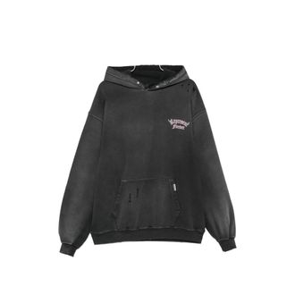 Represent Duality Distressed Graphic-print Cotton Hoodie