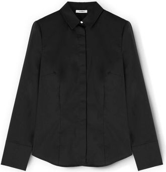 Motivi Femme, Blouses et Chemises, Noir, Taille: 38 FR Chemise en popeline avec boutons cach&eacute;s