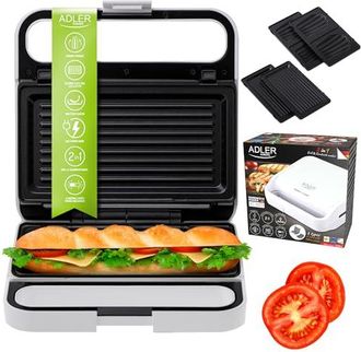Adler Europe ADLER 2-in-1-Sandwichmaker, schnelles Aufheizen, einfache Aufbewahrung