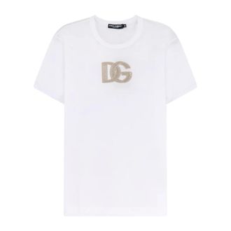 Dolce & Gabbana Baumwoll-T-Shirt mit Emblem-Patch - - Tops - Herren - Wei&szlig; - L