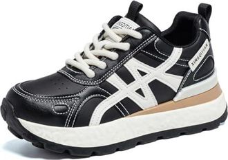 Generic Baskets Compens&eacute;es pour Femme, Chaussures De Tennis &Agrave; Plateforme &Eacute;l&eacute;gantes, Lacets Antid&eacute;rapants pour Un Usage Quotidien,Noir,37 EU