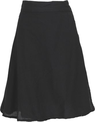 Guru Shop Leichter Wickelrock, Boho Baumwoll-Sommerrock - Schwarz, Damen, Baumwolle