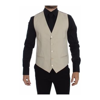Dolce & Gabbana Cotton Stretch Anzugweste Blazer - - Suits - Herren - Beige - S