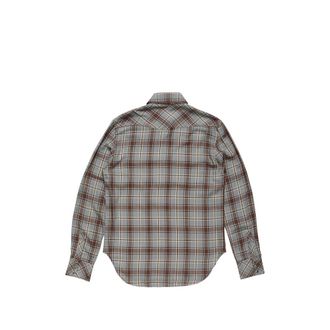 Acne Studios Mens Check Pattern Western Shirt Grey-Brown Viscose Grey/brown