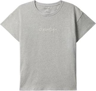 Calvin Klein T-shirt broderie marque en coton m&eacute;lang&eacute;