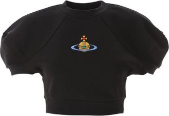 Vivienne Westwood Femme, Tops, Noir, Taille: 40 FR Cropped Football SweaT-shirt