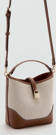 Mango Bucket Bag aus Canvas mit Kontrastdetails mittelbraun - Damen - Einheitsgr&ouml;&szlig;e - MANGO