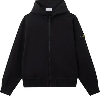 Stone Island Homme, Sweatshirts et sweats &agrave; capuche, Noir, Taille: M Pull Zipp&eacute; Molleton Coton