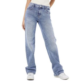 Noisy May Noisy may Damen Wide Leg Jeans Normal Waist Straight Denim Stretch Hose Stoned Design NMYOLANDA, Farben:Blau, Größe:30W / 30L, Beinlänge:L30