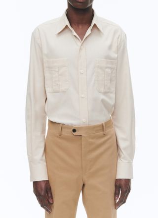 Fursac Surchemise beige en flanelle de coton - Taille XL - Homme