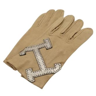 Herm&egrave;s Pre-owned H Logo Lammnappa-Handschuhe - - Pre-owned - Damen - Beige - ONE SIZE