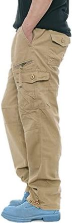 Onsoyours Hommes Pantalon Cargo Pantalon de Travail Style Militaire Pantalon Multi Poche de Tactique pour Casual Activités en Plein Air A Kaki L