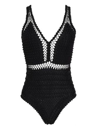 Amir Slama maillot de bain en crochet à col v - Noir