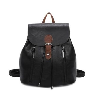Generic Sac &agrave; dos uni en cuir v&eacute;g&eacute;talien pour femme | Sac &agrave; dos en cuir v&eacute;g&eacute;talien pour femme | Sac &agrave; bandouli&egrave;re, Noir, M