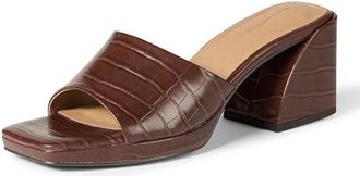 Amazon Essentials Platform Mule Sandals Femme, Faux Crocodile Marron, 37.5 EU