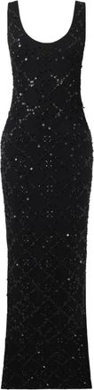 Philipp Plein Femme, Robes, Noir, Taille: 40 FR Long Tank Dress Rhomb Flowers Strass