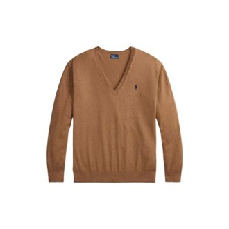 Polo Ralph Lauren Femme, Pulls, Brun, Taille: 38 FR Maille col V