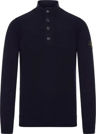 Stone Island Pull Col Roul&eacute; - Bleu Fonc&eacute;
