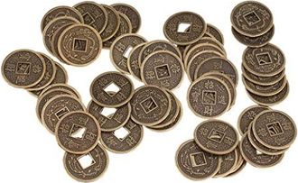 MagiDeal 50 Pièces de Monnaies dEmpereur Chinois en Alliage Fortune Souvenir Feng Shui Argent 2cm