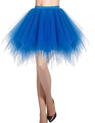 Dresstells Jupon Jupe Ballet Tutu Court en Tulle Couleurs variées, Bleu Saphir M