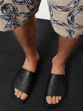 Loewe Mens Sandals Paulas Ibiza Flex Anagram Leather Black