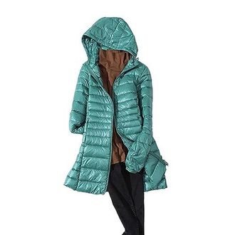 Generic Vestes pour femmes 2026 - Couleur unie - Veste mi-longue &agrave; capuche avec cordon de serrage - Coupe ajust&eacute;e - V&ecirc;tements dext&eacute;rieur portables, bleu, XXL
