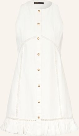 Maje Kleid Mit Leinen Und R&uuml;schen weiss