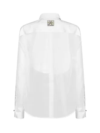 Des_Phemmes Silk Organza with Plastron Shirt - White