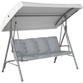 OUTSUNNY Balancelle de Jardin 3 Places - Outsunny - Toit Inclinaison r&eacute;glable &eacute;pais Coussins Amovibles - Polyester Acier &eacute;poxy - marron clair