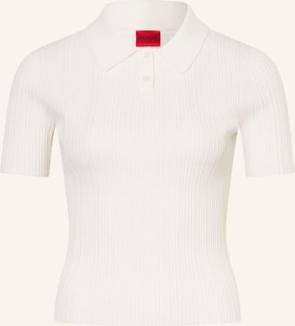 HUGO BOSS Hugo Strick-Poloshirt Sareplette weiss