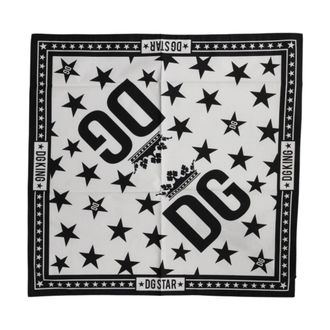 Dolce & Gabbana Quadratisches Foulardtuch mit Kronenprint - - Accessories - Herren - Wei&szlig; - ONE SIZE
