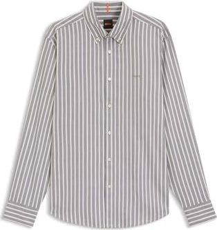 BOSS Hommes Ricoplus M Chemise Regular en Coton Stretch &agrave; Rayures