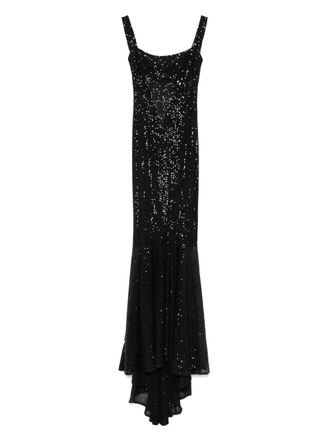 Atu Body Couture robe ornée de sequins à ourlet plus long au dos - Noir